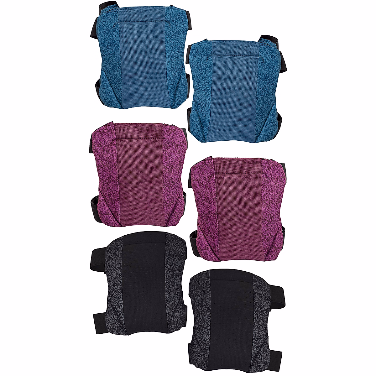 Bracken Creek Set of 3 Pairs of Gardening Knee Pads -Assorted Color - Soft Elastic Straps with Hook and Loop Attachment - Lightweight Design (3)