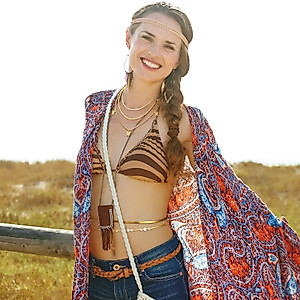 JenPen 8 Pcs Belly Chain Adjustable Elastic Waist Chain Boho African Waist Beads for Women Butterfly Heart Body Chain Multilayer Gold Chain Belt Bikini Jewelry, One Size