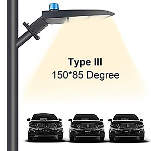 300W LED Parking Lot Light with Dusk to Dawn Photocell, 42000Lm 5700K Led Shoebox Pole Light Outdoor Commercial Street Area Lighting, 0-10V Dim - Direct Arm & Slip Fitter in One Mount (UL-Listed)