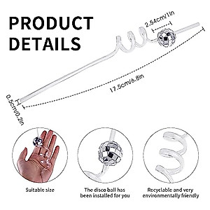 Yolev 12 Pack Disco Ball Straws Mirror Disco Ball Straws 70s Disco Decorative Straws Mini Disco Straw Decor Disco Party Decorations for Disco Party Home Bar Karaoke Birthday Party Wedding Christmas