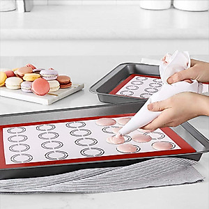 LotFancy Silicone Baking Mat, 2 Pack Non Stick Macaron Baking Liner for Cookies, Rolling Dough, Bread and Pastry, Reusable Baking Sheet,16.5"x11.5"
