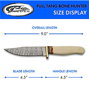 SZCO Supplies 9” Bone Handle Full tang Damascus Steel Outdoor Hunting Knife With Sheath,White
