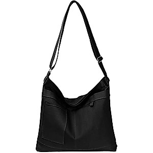 Ndeno Hobo Bags for Women Crossbody Shoulder Tote Bag Canvas College School Student Handbags Casual Shopping Work Travel Bag (Black)