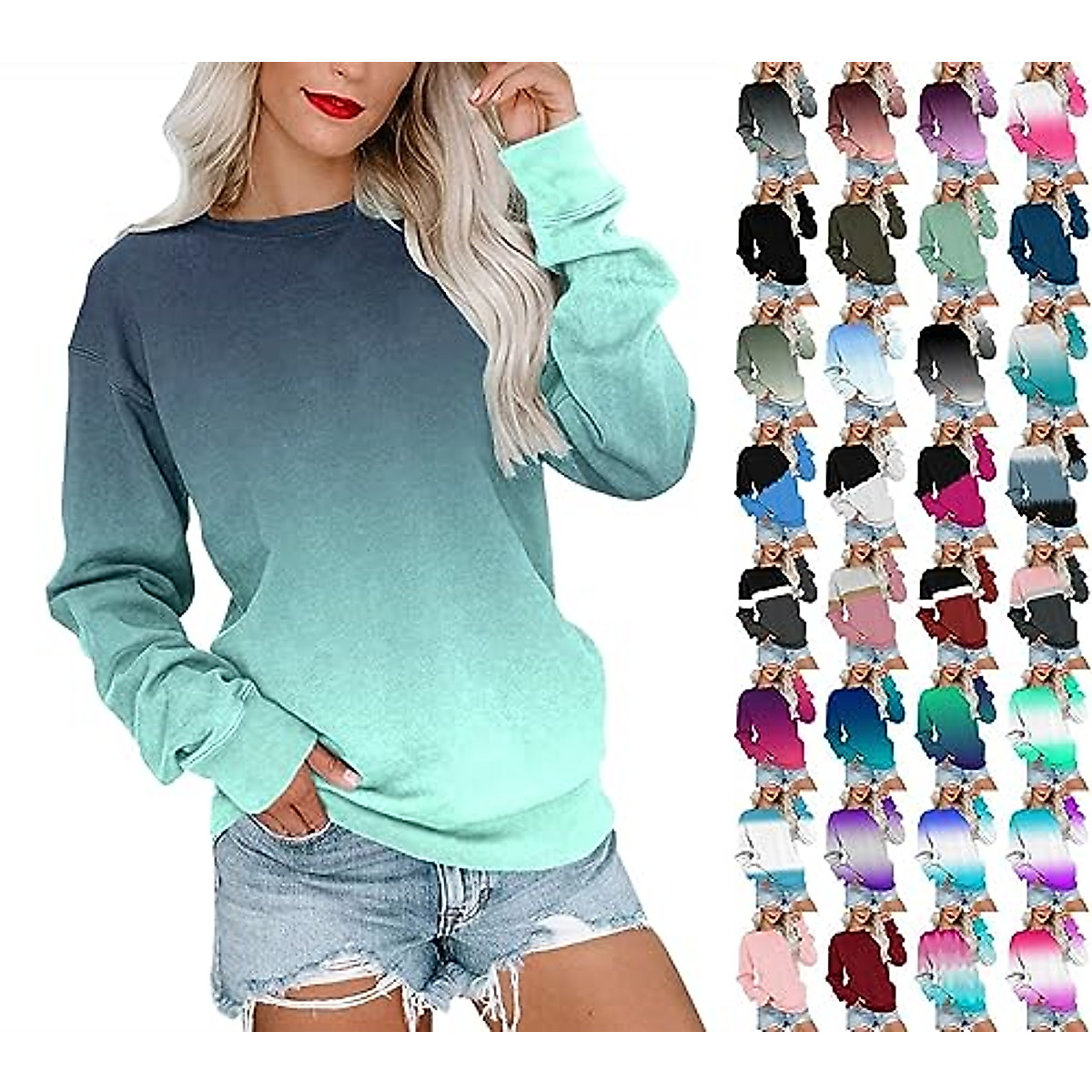 Navy Blue Sweatshirt Women's Graphic T-Shirts Hawaii Shirts for Women Hot Pink Bodysuit Women Work Tops American Flag Sweater Sporty Dresses for Women Exercise Clothes for Women(A-Blue,Medium)