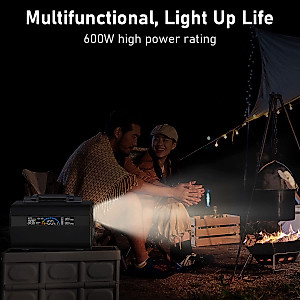 BATINO 600W/577Wh Portable Solar Power Station (Peak 1000W), Solar Generator with PD 60W Quick Charge, 3.0 Fast Charging Port,3 x Pure Sine Wave AC Outlets & LED Flashlight