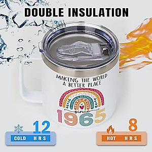 60Th Birthday 14 Oz Tumbler For Women, 60 And Fabulous Cup, 1965 Birthday Decorations - Sixty Years Old Gifts For Lady, Mom, Aunt, Grandma, Wife - Funny 60-Year-Old Gift & Birthday Decoration