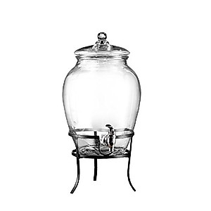 Style Setter Beverage Dispenser Cold Drink Dispenser Glass Jug, Metal Stand & Leak-Proof Acrylic Spigot Great for Parties, Weddings & More (With Metal Rack)