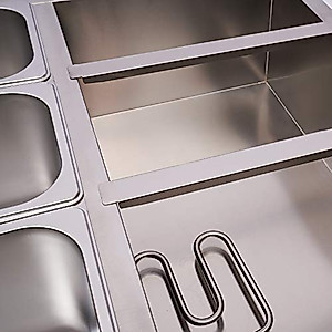 110V 850W 6 Pan Commercial Grade Food Warmer, 6inch Deep Stainless Steel Buffet Food Warmer Steam Table with Temperature Control for Catering and Restaurants