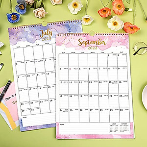 2023-2024 Wall Calendar - 18 Monthly Wall Calendar 2023-2024, 12" x 17", Jul. 2023 - Dec. 2024, Twin-Wire Binding, Hanging Hook, Blocks and Julian Dates - Colorful Waterink