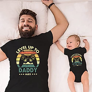 Penguin Tees Personalized Leveled Up to Daddy Player 2 Has Entered The Game Shirt Dad and Son Matching Outfits Gaming Daddy Baby Daughter Cool Infant Bodysuit Onesie