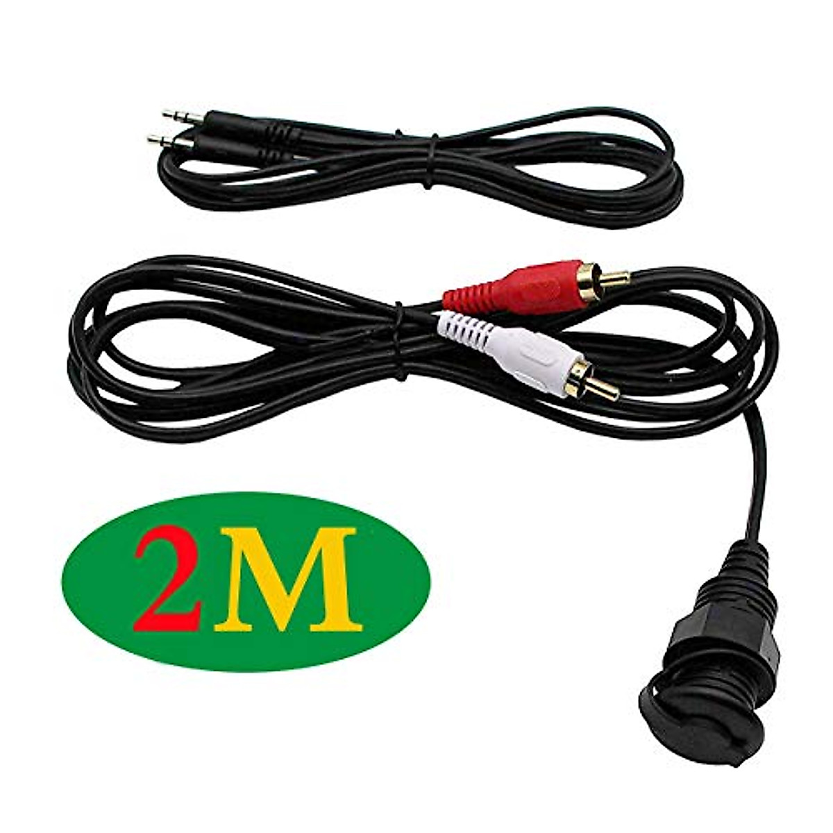 3.5MM AUX Panel Mount Cable - zdyCGTime 3.5mm Extension Mount, Dash Mount, Flush Mount, Panel Mount Cable, for Car, Boat, Motorcycle (2M)