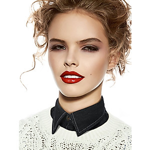 Syhood 4 Pcs Fake Collar Detachable False Dickey Collar Half Shirts Round for Women Outfits(Denim Fabric,Matte Black, Blue, Light Blue, Light Gray)