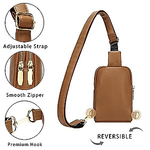 Haytijoe Small Sling Bag, Fanny Pack Purse Vegan Leather Crossbody Bags for Women, Gifts for Her (Brown)