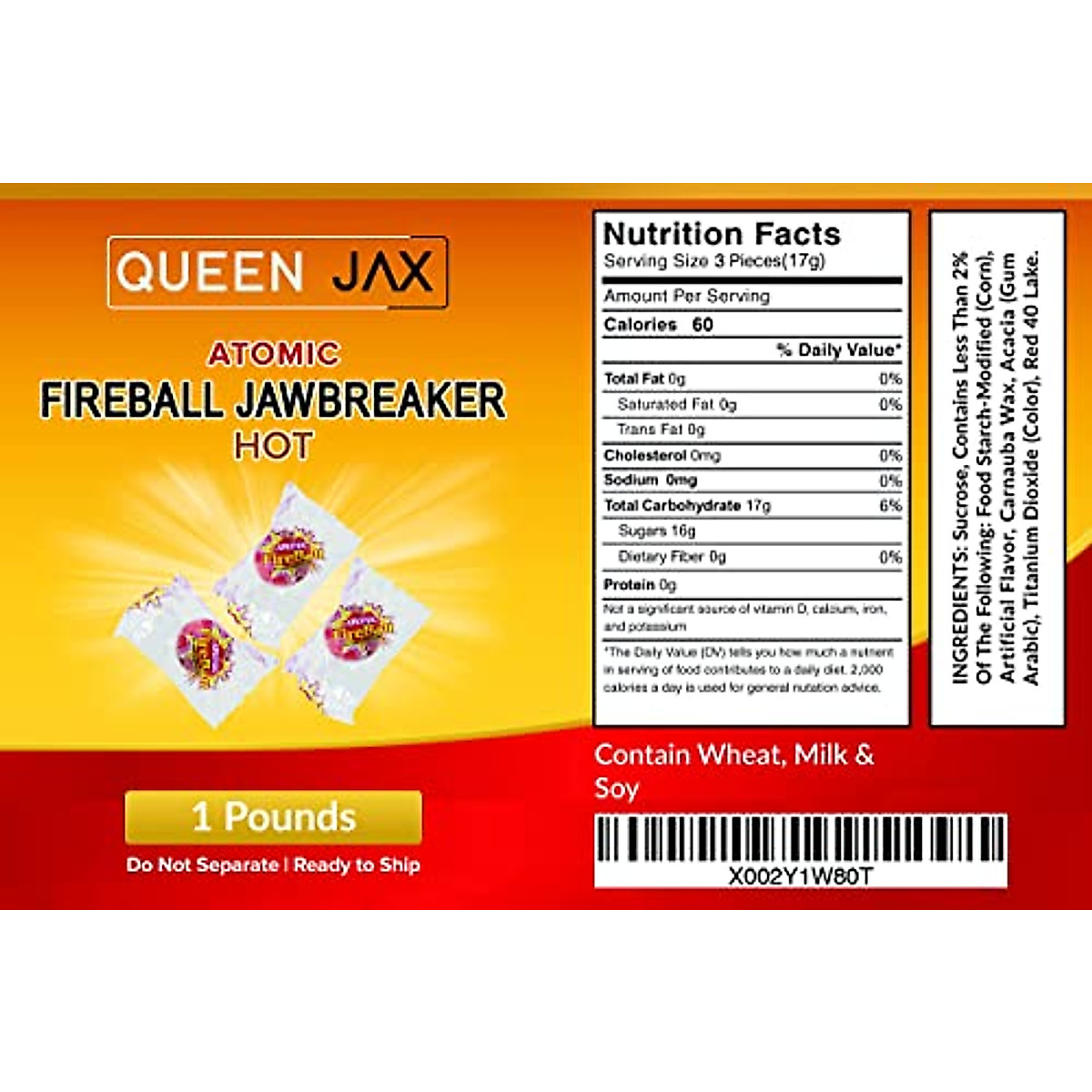 ATOMIC Fireballs - Fireball Candy Bulk - 1 LB - Hot Jawbreakers Candy - Bulk Candy - Individually Wrapped - Atomic Fireball Candy - Spicy Candy - Red Hot Cinnamon Candy Balls - Fire Balls Hard Candy