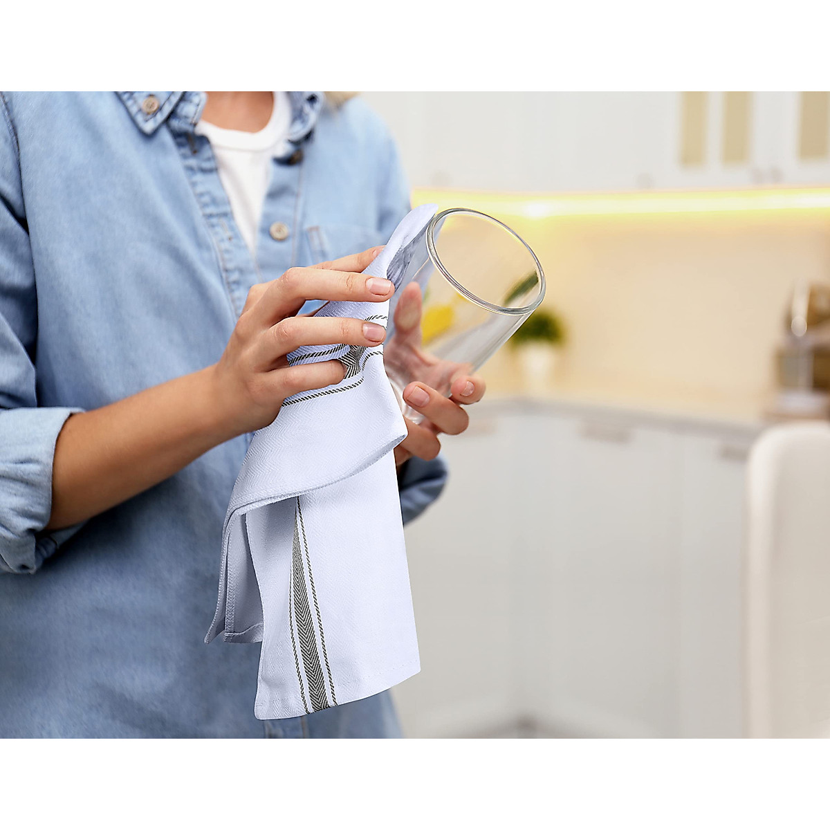 Utopia Towels 24X Pack Dish Towels (15 x 25 Inches)- 100% Ring Spun Cotton- Super Absorbent- Linen Kitchen Towels- Soft Reusable- Cleaning Bar, and Tea Towels Set (12X Grey & 12X Blue)