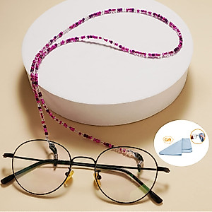 BILIONE 4 PCS Eyeglass Chains, Sunglass Holder Strap, glasses Hanger Keeper Around Neck, Beaded Acrylic Eyewear Accessory Lanyard, Face Mask Lanyard Retainer for Women Girls