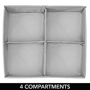 mDesign Soft Fabric Dresser Drawer and Closet Storage Organizer, 4 Section Divided Bin for Child/Kids Room, Nursery, Playroom, Bedroom - Fun Polka Dot Print, 2 Pack - Gray/White