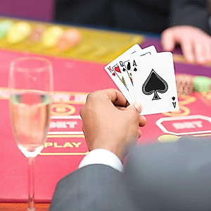 LotFancy Pinochle Playing Cards, 2 Decks of Cards, Blue and Red, Special 48 Card Deck