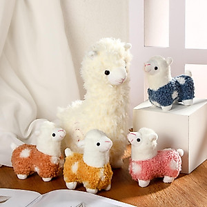 Civaner Valentine's Day Gift Llama Stuffed Animal with 4 Baby Llama Cute Alpaca Plush Set Kawaii Alpaca Soft Pillow Party Favor for Kids Girl Mardi Gras Easter Birthday Anniversary Student Home Decor