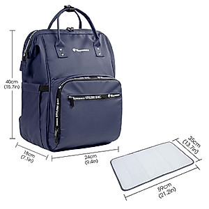 BesyPro Baby Diaper Bag Backpack Waterproof Travel Back Pack Maternity Nappy Changing Bags with Changing Pad Insulated Pockets,Navy Blue