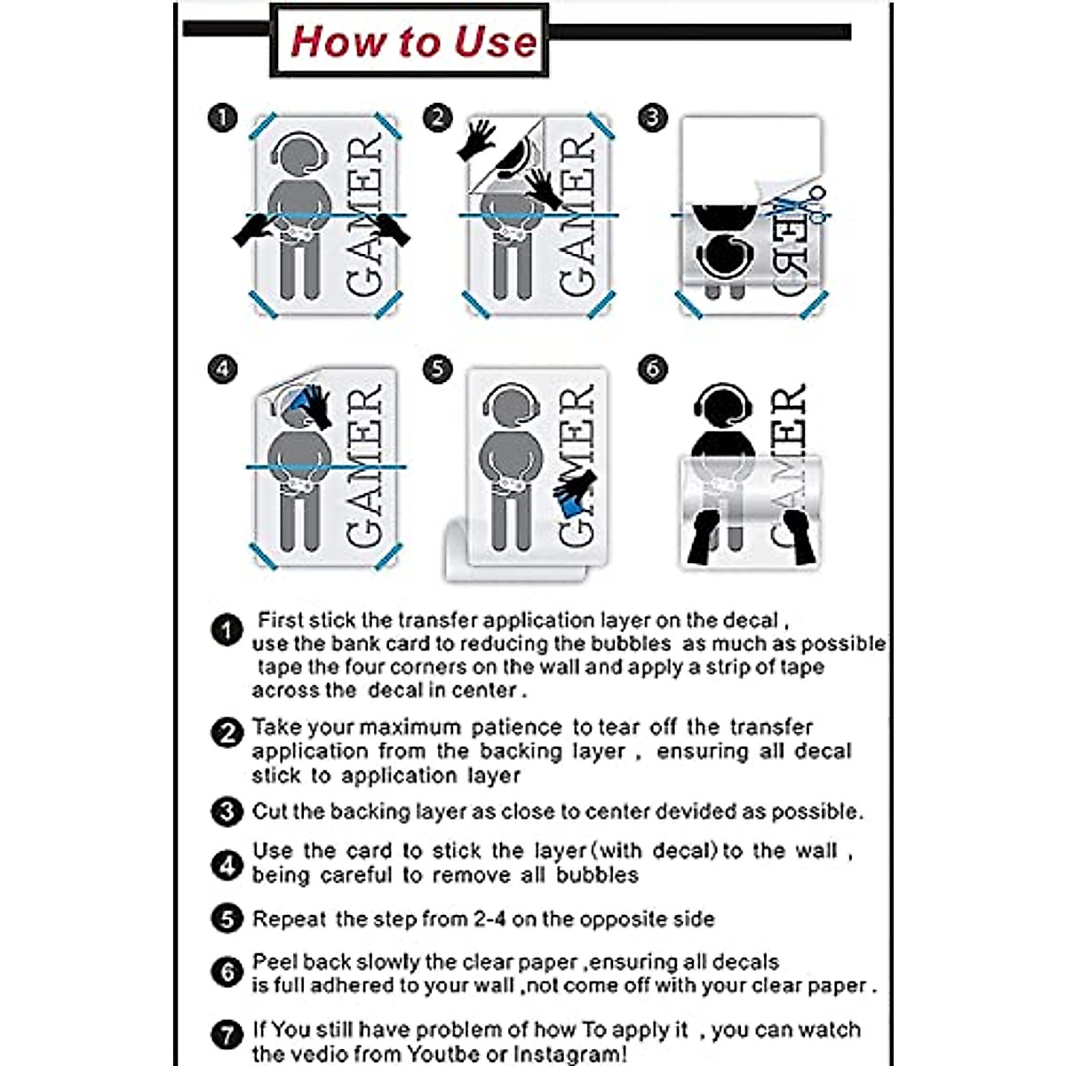 Gamer Wall Decal Game Decal Controller Sticker boy Room Decor Game Joystick Decal Video Game Removable Customized for A 76X57CM