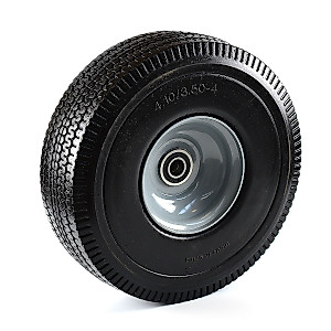 (Set of 2) NK Heavy Duty Solid Rubber Flat Free Tubeless Hand Truck/Utility Tire Wheel, 4.10/3.50-4" Tire, 2-1/4" Offset Hub, 5/8" Bearing with 2 Bearing