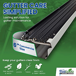 FlowGuard Premium 50-Year Gutter Cover System - Thermal Thaw Black - 6 Inch Aluminum Gutter Guards, 102 Feet- by FlexxPoint