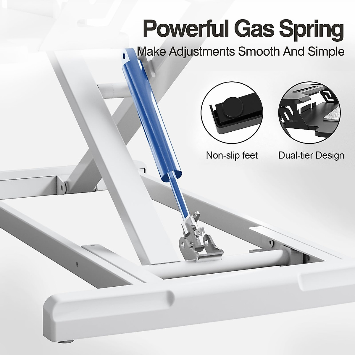 JYLH JOYSEEKER Standing Desk Converter 30 Inches Sit Stand Desk Riser, Height Adjustable Sit Stand Desktop Riser Workstation for Home Office with Keyboard Tray for Laptop, White