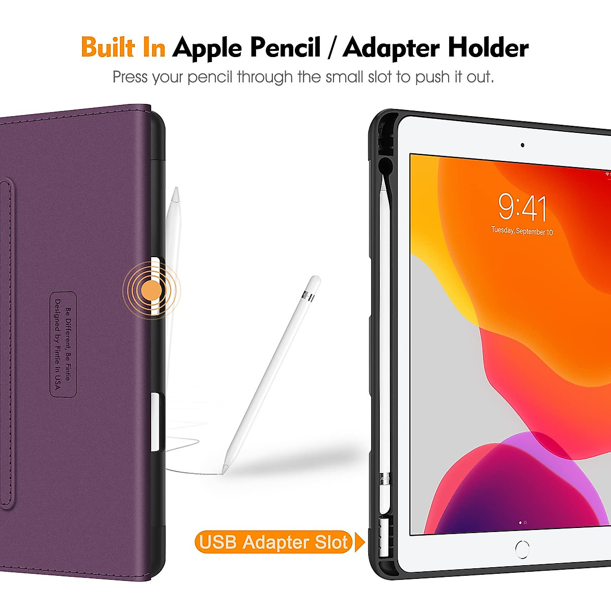 Fintie Folio Case for iPad 9th / 8th / 7th Generation (2021/2020/2019) 10.2 Inch - Multi-Angle Viewing Soft TPU Smart Stand Back Cover with Pocket, Pencil Holder, Auto Sleep/Wake, Purple