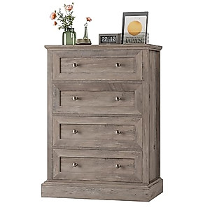 FACBOTALL 4 Drawer Dresser, Small Dresser with 4 Drawers, Chest of Drawers Hallway Living Room, Wash Gray