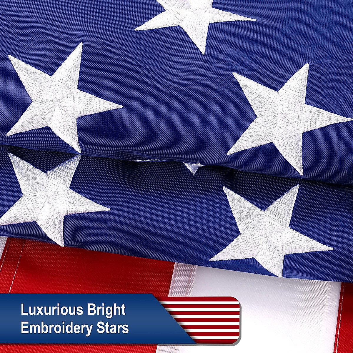 American Flag 3x5 ft Outdoor Heavy Duty, Premium USA US Flag, 100% in USA American flags for outside 3x5 with Luxury Embroidered Stars, Brass Grommets (Premium 3X5 FT American Flag)