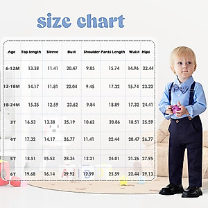 SALNIER Toddler Dress Suit Baby Boys Clothes Sets Bowtie Shirts + Suspenders Pants 3pcs Gentleman Outfits Suits 6 Month - 6 Years (Blue005 3T)