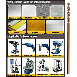 Hss Cobalt Drill Bit Set 1/8 in. x 6 in. Aircraft Extension Extra Long Deep Hole Drilling-5Pcs