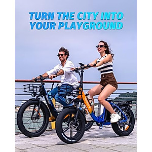 Folding Electric Bike for Adults, 1000W Folding Ebike with 48V 15AH Removable Battery, 20" Commuter Cruiser Bike 30MPH & 50 Mile Step-Thru City Bicycle w/Bag