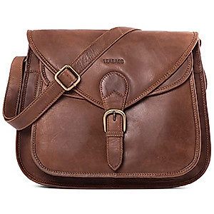 LEABAGS Riyadh Shoulder bag I Genuine buffalo leather handbag I Shoulder bag with vintage look I Leather shoulder handbag