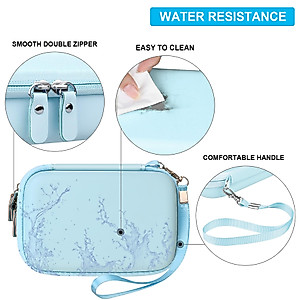 Supmay Hard Travel Case for Cabaro Mini Printer Sticker Thermal Printer, Bluetooth Portable Phone Printer Storage Holder Protection Case with Zipper Mesh Pocket fit Rolls Paper, Charging Cable, Blue