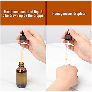 STARSIDE 24 Pack 2 oz Amber Glass Dropper Bottles for Essential Oils,60 ml Glass Bottles with Glass Droppers for Lab Chemicals,Perfumes.Included 1 Brush,2 Funnels and 24 Labels