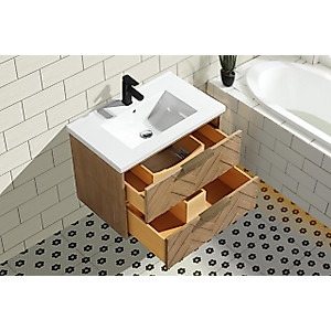 Ari Kitchen & Bath Carlsbad 30" Floating Bathroom Vanity Weathered Fir