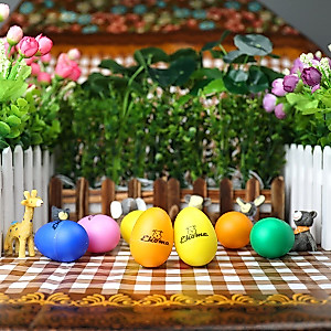 Ehome Easter Egg Shakers, 12Pcs Egg Shakers Musical Instruments, Egg Shakers for Babies, Plastic Eggs for Toddlers 1-3, Easter Baby Shaker Toy, 6 Colors Montessori Baby Maracas(Plastic)