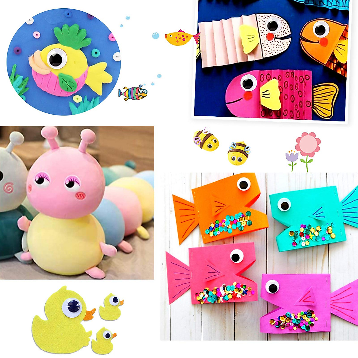 TOAOB 100pcs 30mm Black Wiggle Googly Eyes with Self Adhesive Round Plastic Sticker Eyes for DIY Arts Crafts Scrapbooking Decoration