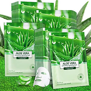 Aloe Facial Skincare Sheet Hydrating Moisturizing Revitalizing Facial Skincare Sheet for Dry, Oily, Sensitive and Tired Skin 25ml/0.8oz, Pack of 10