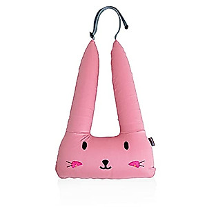 Kangaruru All in One Seatbelt Adjuster and Pillow with Neck and Headrest Cushion for Kids (Rabbit_Pink)
