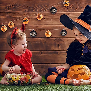 Halloween Hanging Ball Ornaments, 12pcs 2.16" Halloween Hanging Glitter Ball Decorations Plastic Reflector Rounds Hounted House Prop Toys, Spider Web Ghost Cat Printed for Halloween Hanging Decor