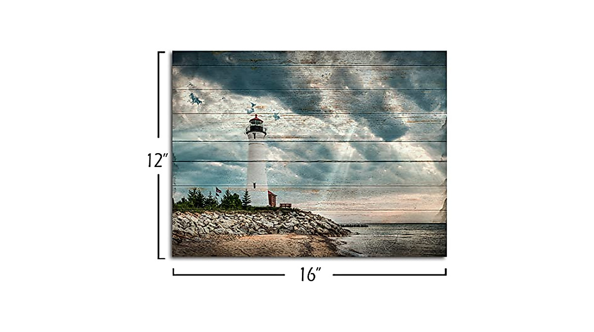 Lighthouse Wall Art | Coastal Teal Ocean Seascape Canvas Print