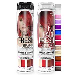 No Fade Fresh Bright Red Hair Color Depositing Depositing Shampoo + Conditioner Duo - Enhance Color, Prevent Fading & Refresh Red Color, Temporary Hair Color Dye