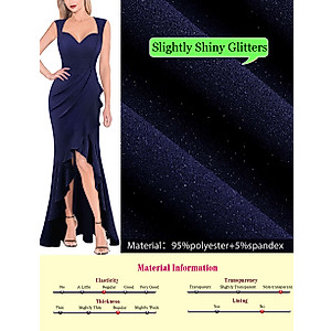 VFSHOW Womens Sexy Ruffle V Neck Ruched Formal Wedding Guest Prom Maxi Dress 2023 Sweetheart Evening Keyhole Back Sparkly HI-LO Gown (Navy Blue, X-Large) 0105C BLU XL