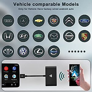 Android Auto Wireless Adapter Akcord A2A Dongle, fit for Cars and Stereo Systems That Support Wired Android Auto, Plug & Play Connect wirelessly Easy Setup, No Cord No Problem, for Android Phones