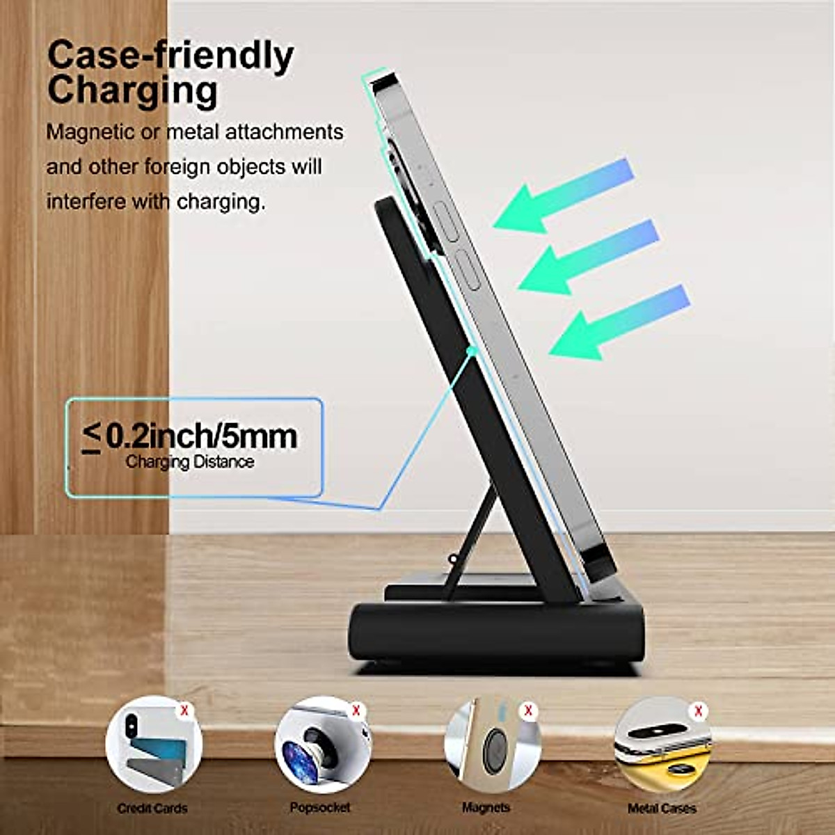 3 in 1 Wireless Charger Wireless Charging Station for Apple Multiple Devices Foldable Stand Dock for iPhone 14 13 12 11 Pro Xs Max XR 8 Plus & Apple Watch Series 8 7 6 SE 5 4 3 AirPods with Adapter
