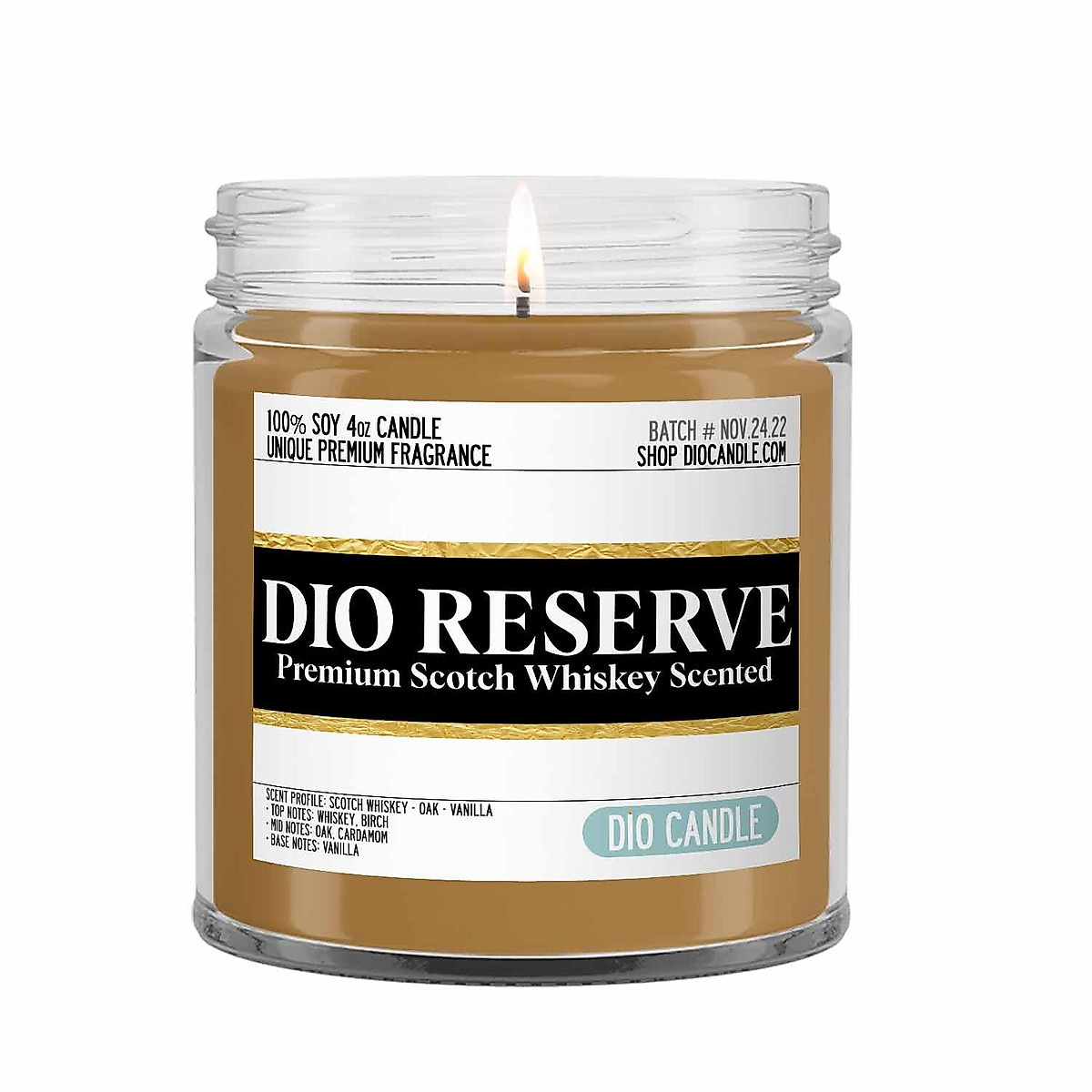 Scotch Whiskey Scented Candle - Smells Like Scotch Whiskey - Oak - Vanilla - 100% Naturally Vegan Soy and Premium Fragrance | Great Gift | Handmade in Denver, Colorado (4oz Glass Jar)