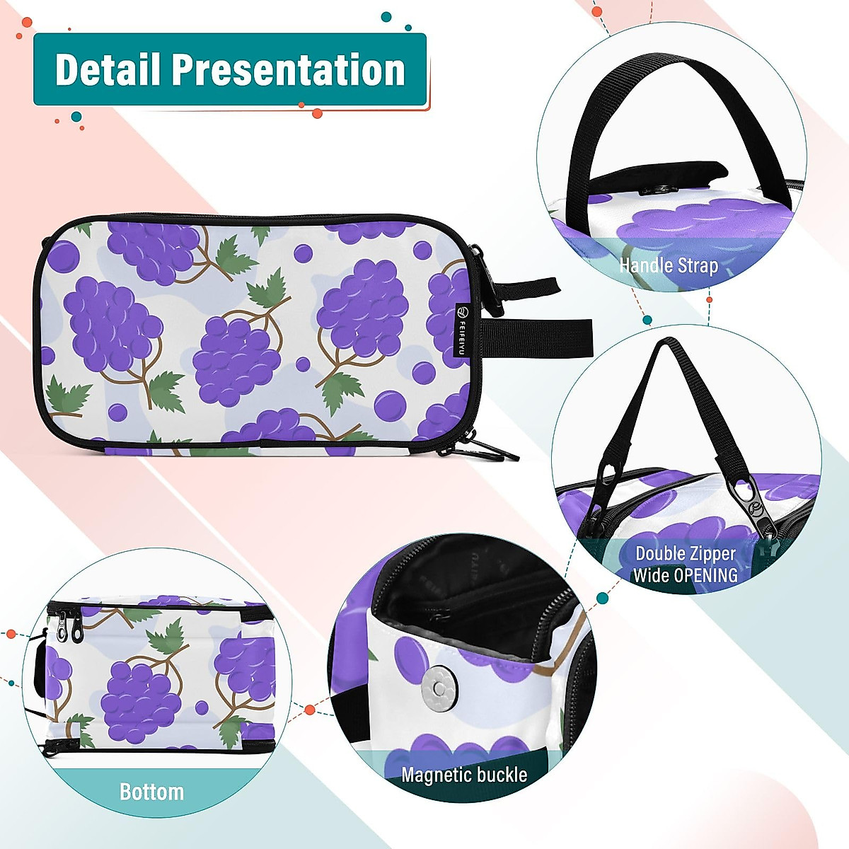 Yuiboo Large Capacity Travel Cosmetic Bag - Toiletry Bags for Women, with Makeup Brush Slots, Portable and Lightweight Design, Durable and Easy to Clean - Perfect for Travel and Daily Use.
